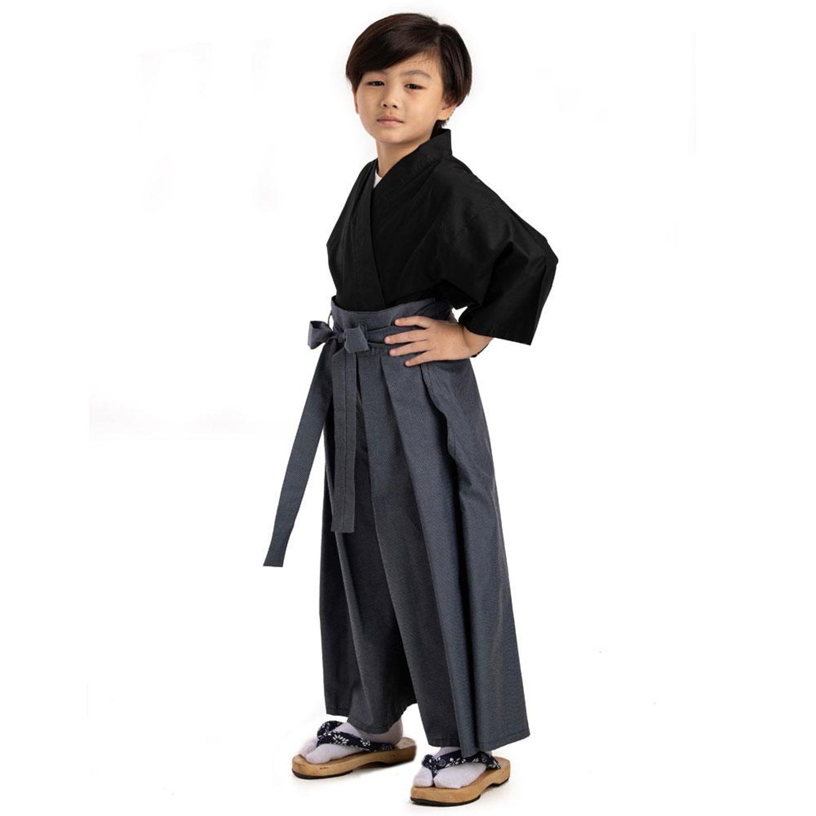 Princess of Asia - Traditional Japanese Kids Samurai Yukata Kimono Set ...