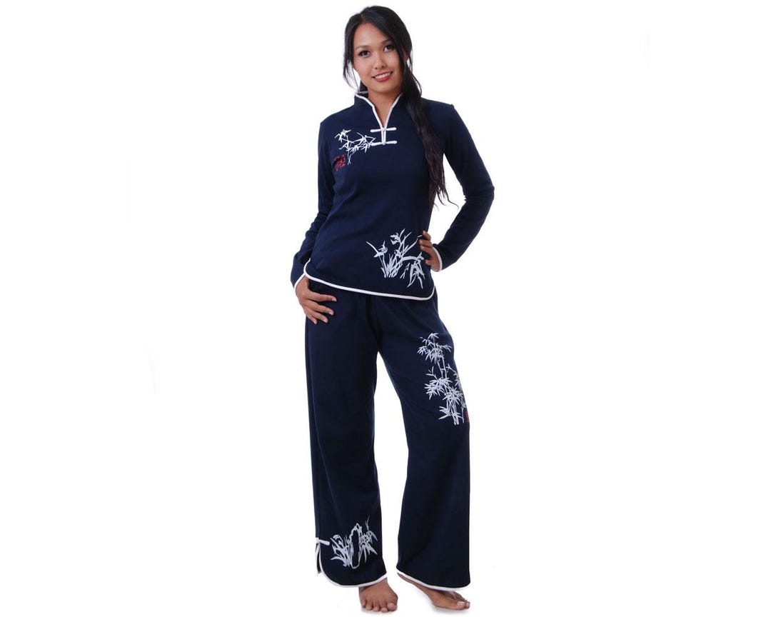 Princess of Asia - Blue Women Bamboo Loungewear Set Tai Chi Uniform ...