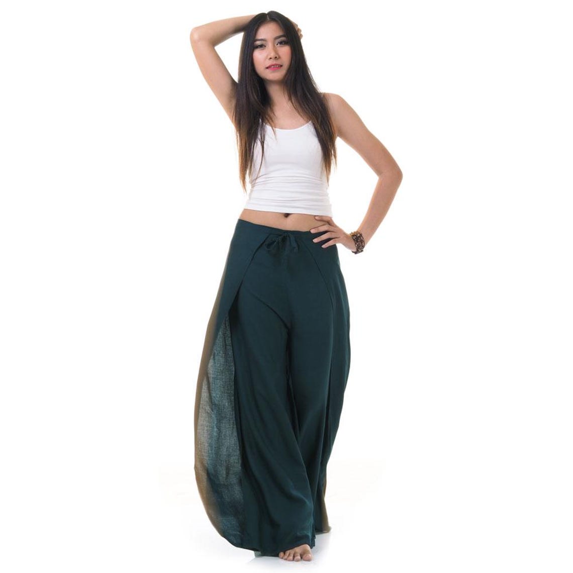 My Thai Pants - Turquoise Traditional Wrap Pants Skirt Sarong Pareo ...