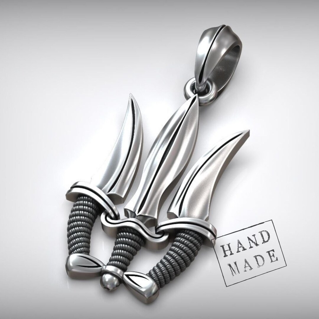 Handmade Sterling Silver Ukrainian Trident Sword Pendant – Tryzub ...