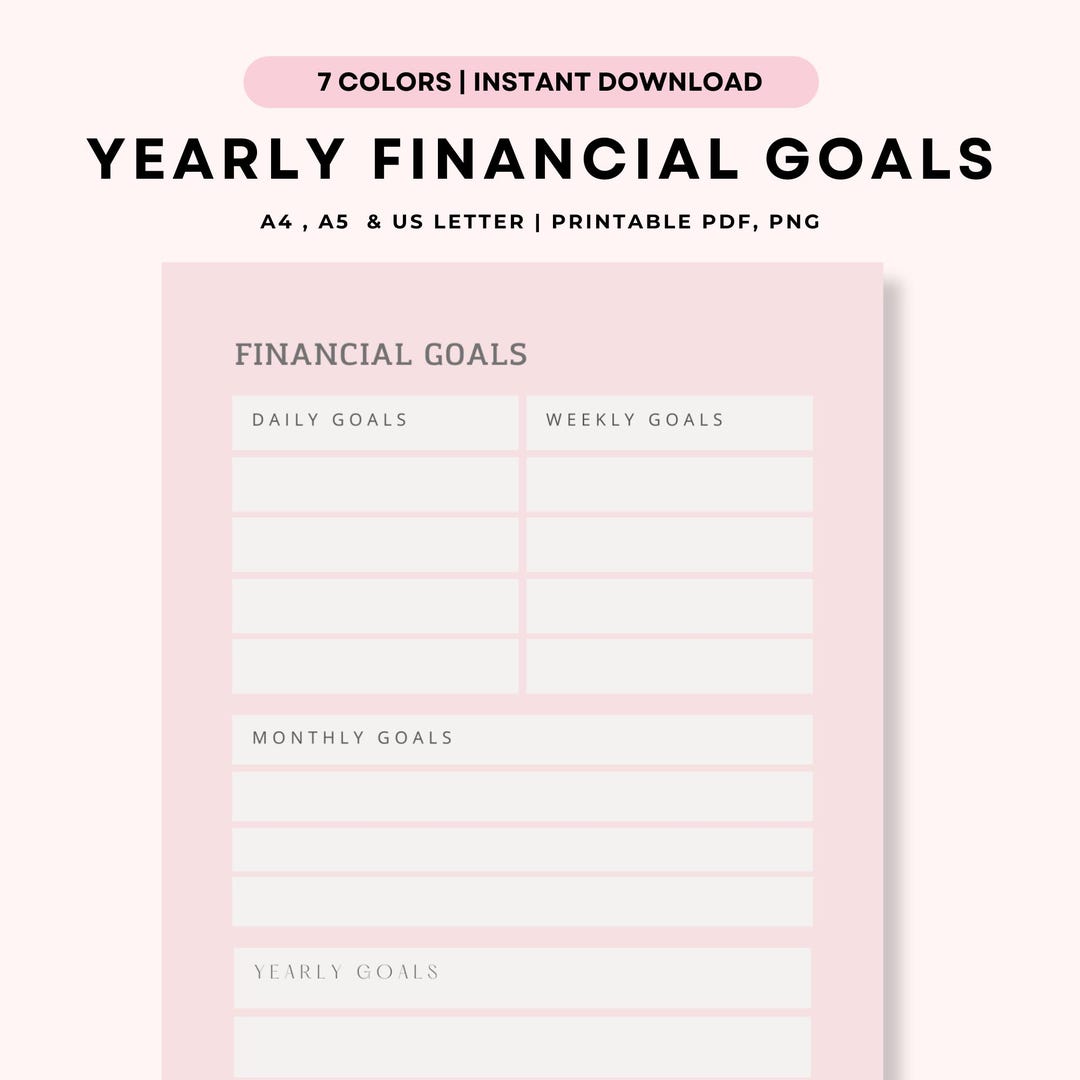 Yearly Financial Goals, Financial Goals Planner, Financial Goals ...