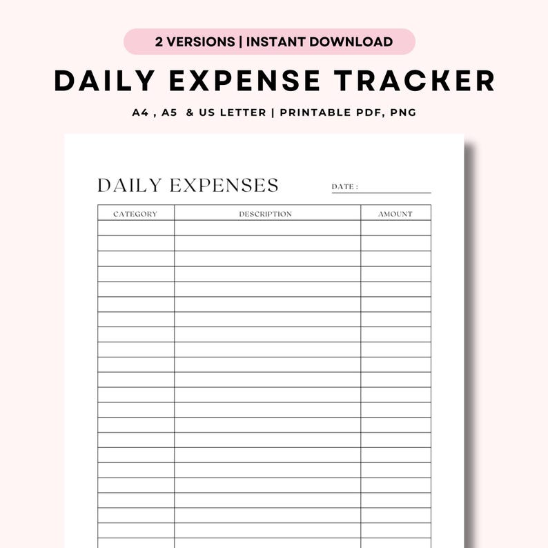 Daily Expense Tracker, Spending Tracker, Expense Tracker Printable ...