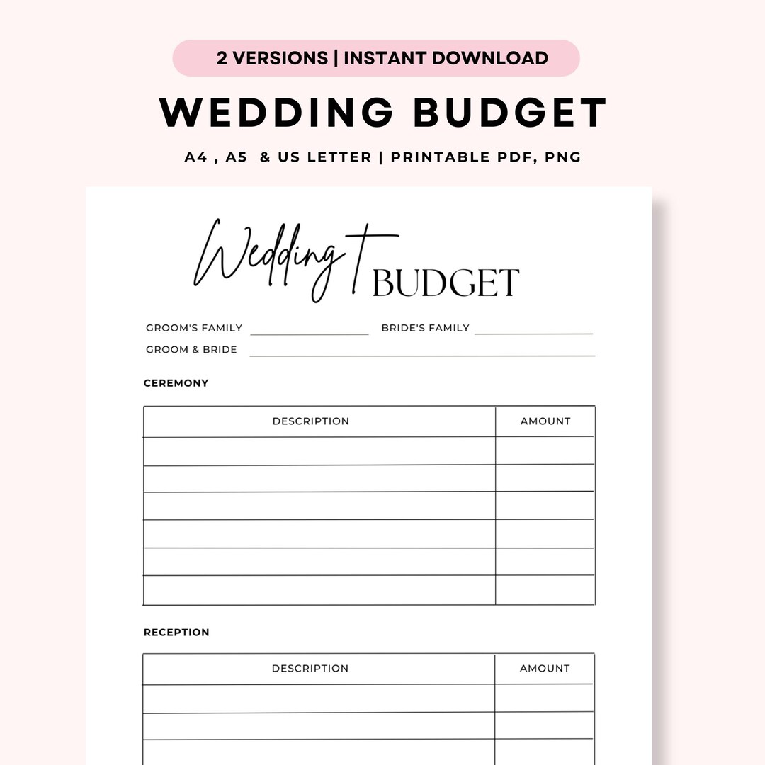 Wedding Budget, Wedding Budget Printable, Wedding Planner, Wedding ...