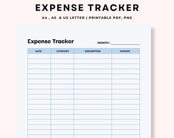 Expense Tracker, Spending Tracker Printable PDF, A4 A5, Letter, Budget ...