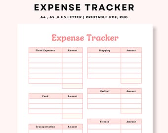 Expense Tracker, Spending Tracker Printable PDF, A4 A5, Letter, Budget ...