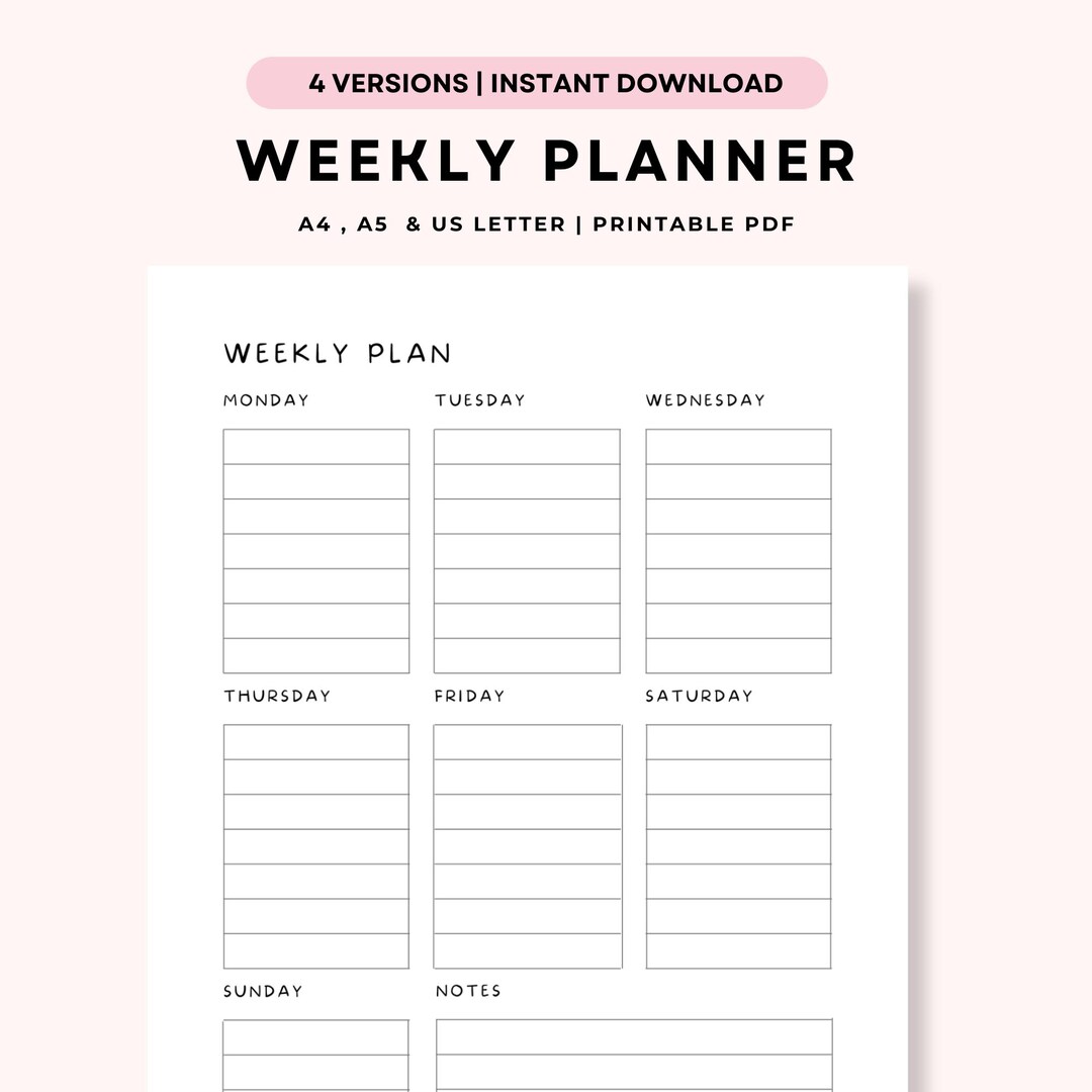 Weekly Planner Printable, Weekly Planner, Weekly Schedule, to Do List ...