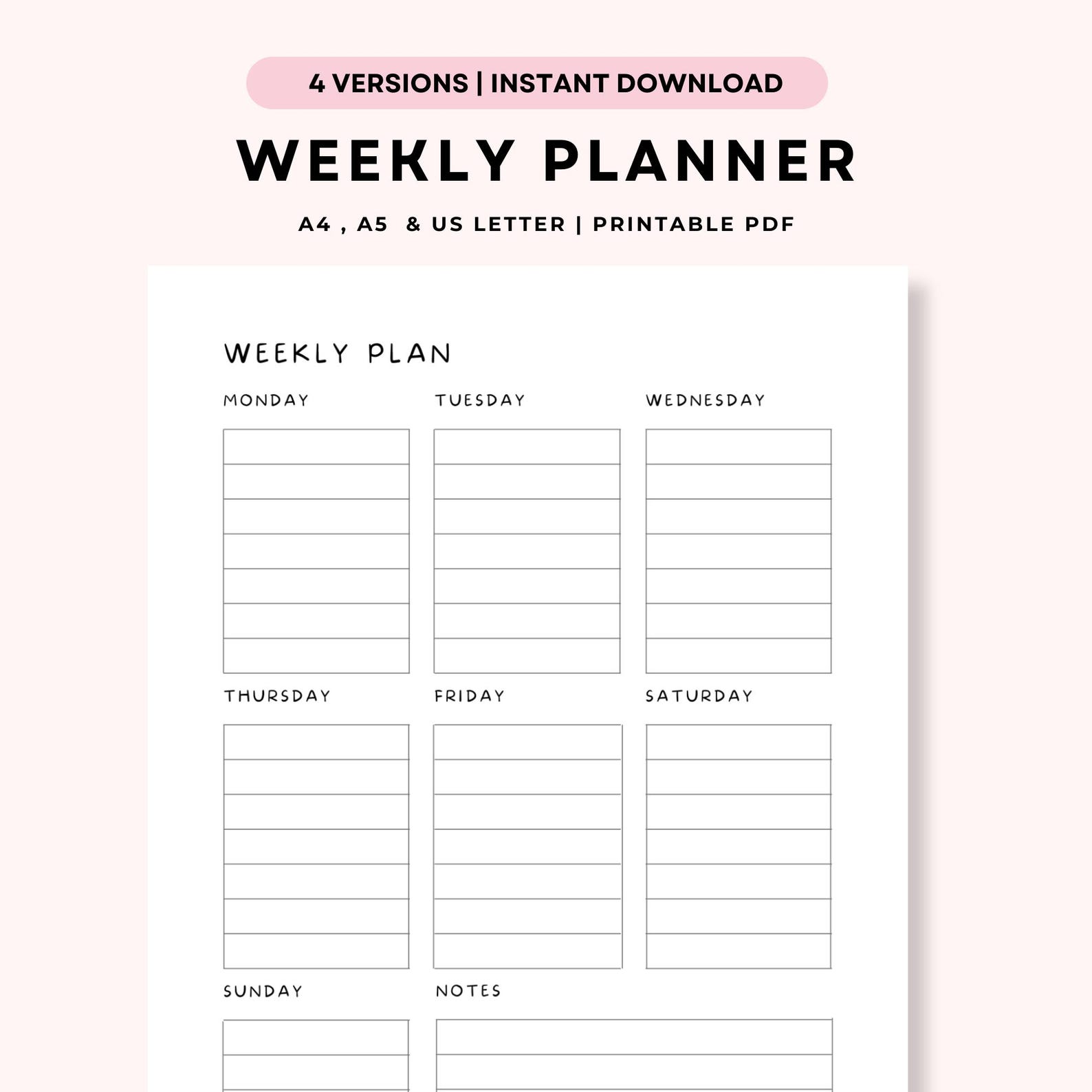 Weekly Planner Printable, Weekly Planner, Weekly Schedule, to Do List ...