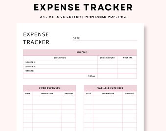 Expense Tracker, Spending Tracker Printable PDF, A4 A5, Letter, Budget ...