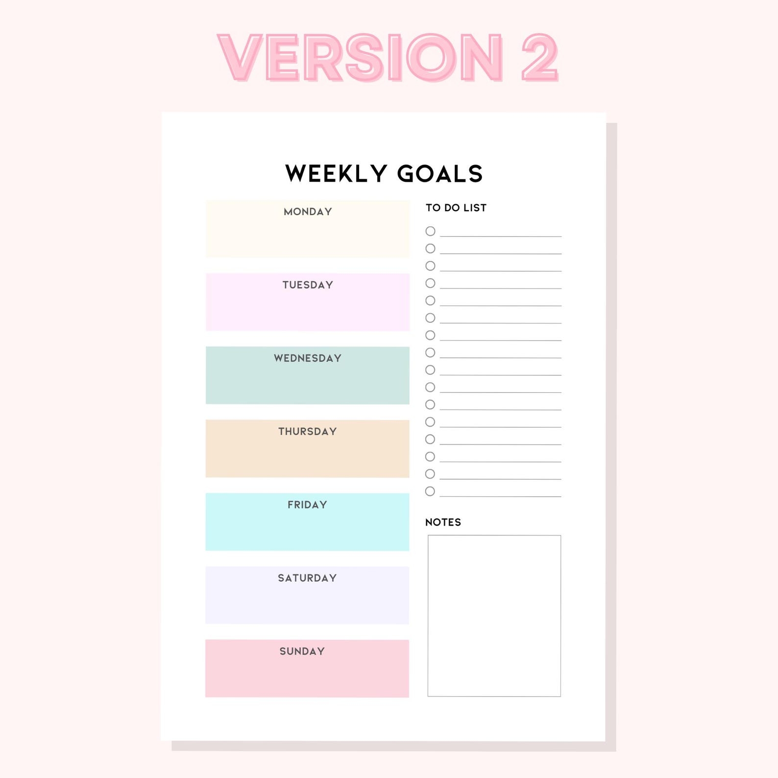 Weekly Goal Planner Printable, Weekly Goals, Weekly Agenda, to Do List ...