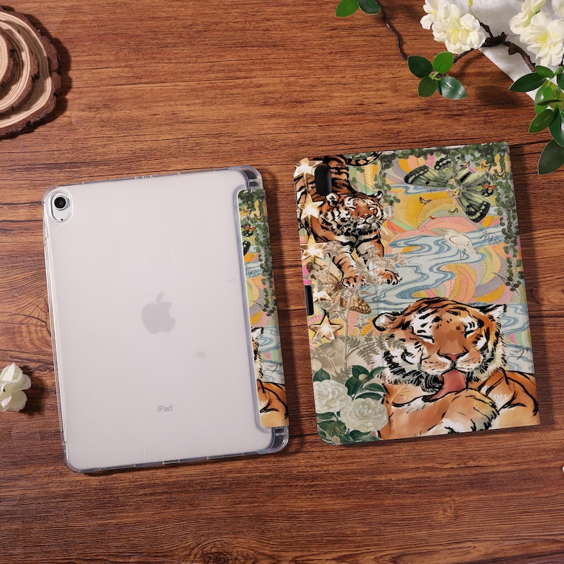 Custom Vintage Tiger Collage iPad Case With Auto Wake for iPad Pro2025 ...