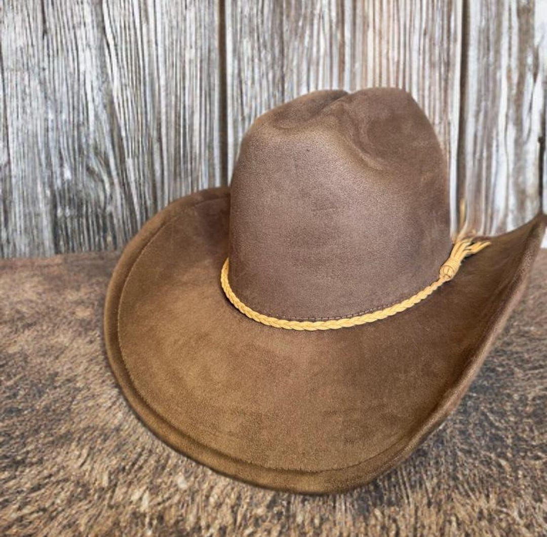 Vegan Suede Cowboy Hat Solid, Solid Cowboy Hat for Burning, Burned ...