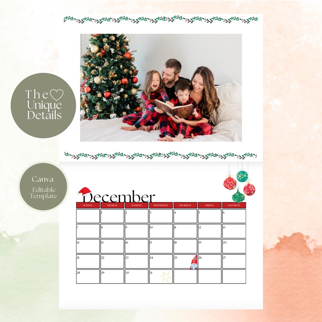Editable Family Calendar 2025 Template | Canva Editable Printable ...