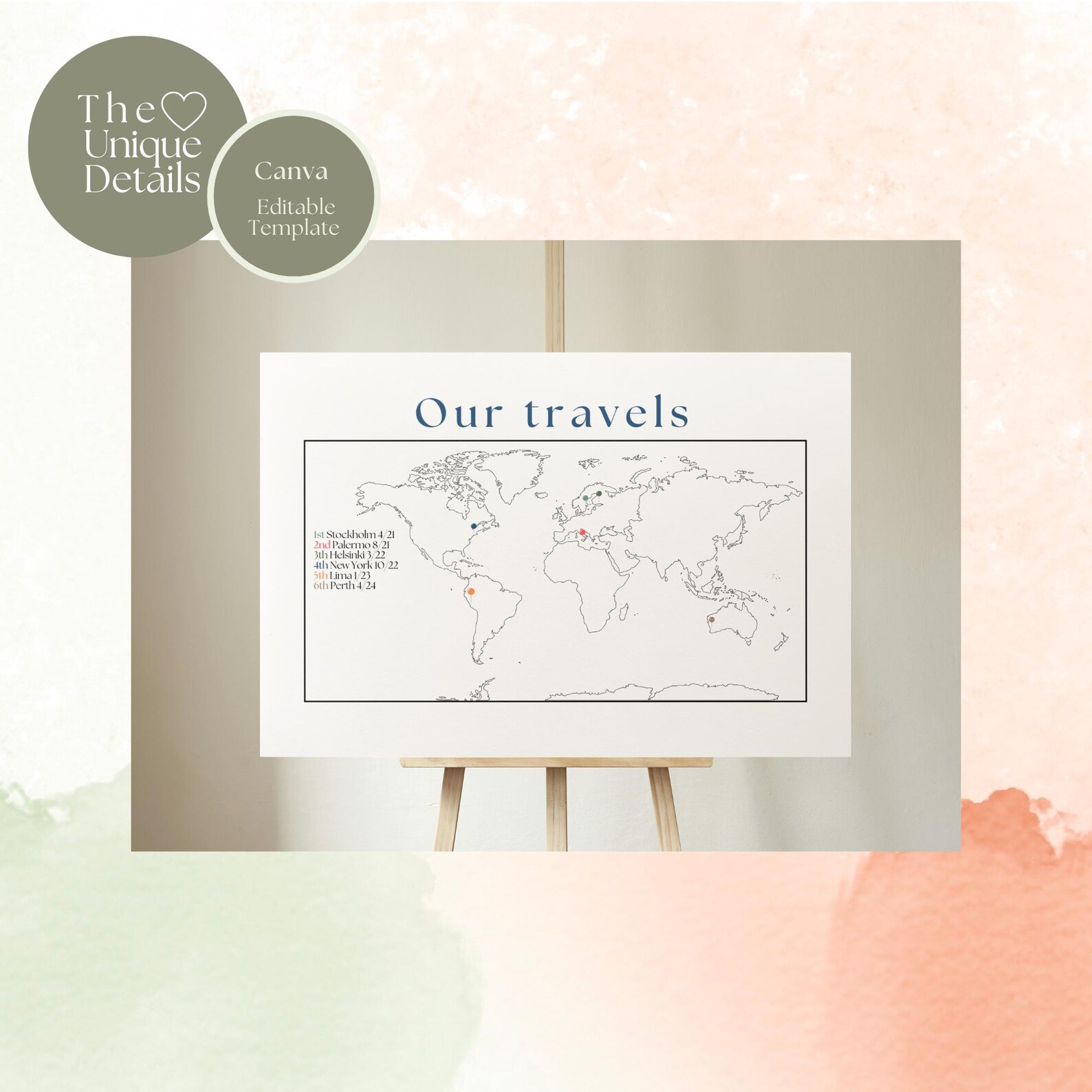 Custom World Travel Map - Places We've Been. Pin Your Trips - Editable ...
