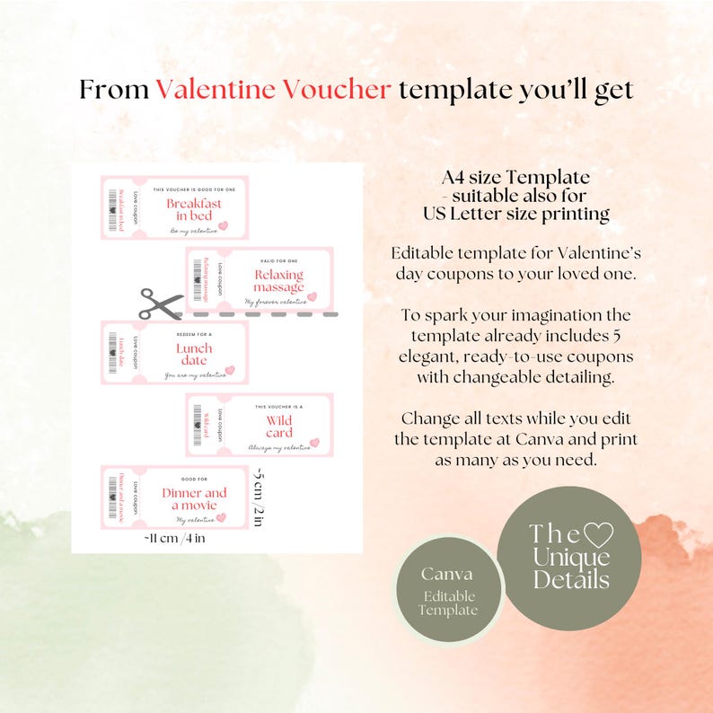 Editable Love Coupon Template: Printable Anniversary and Valentine's ...
