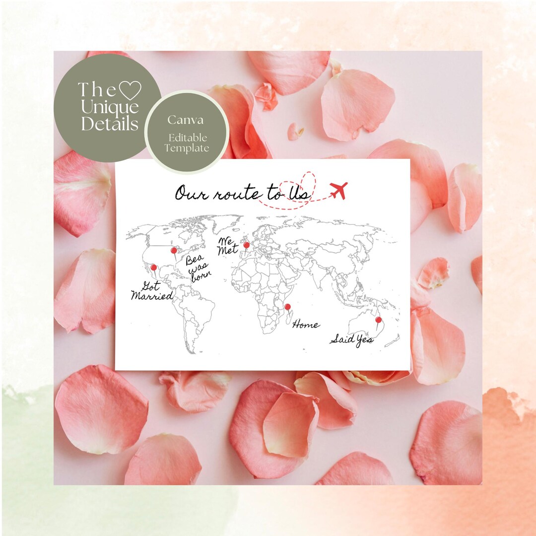 Our Route Life Events World Map, Love Map, Custom Special Places Map ...