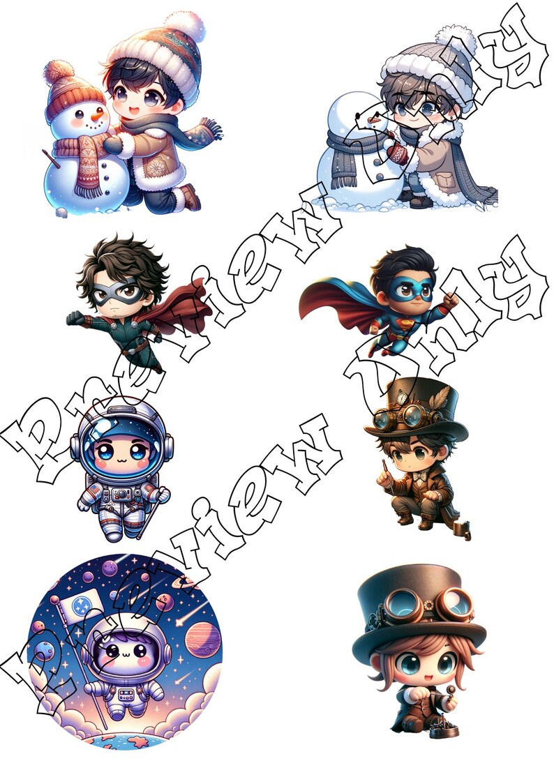 Chibi 32 PNG Clipart Set for Party Digital Planner Stickers ...