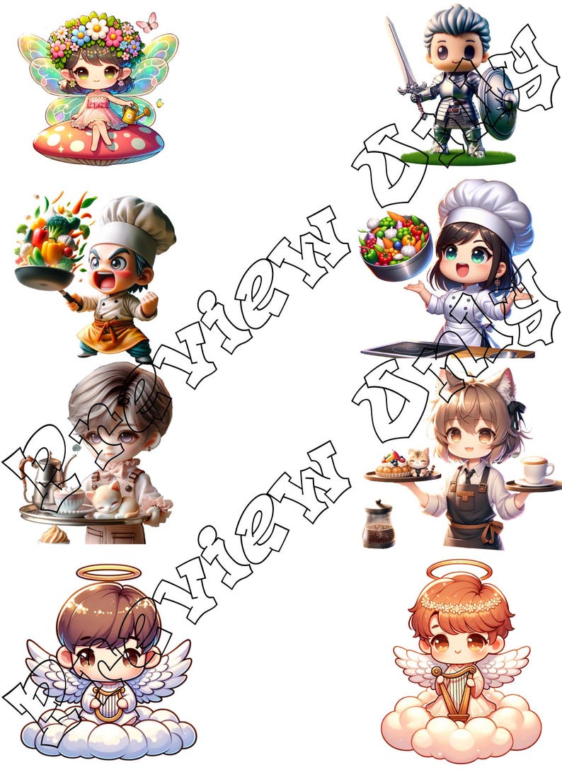 Chibi 32 PNG Clipart Set for Party Digital Planner Stickers ...