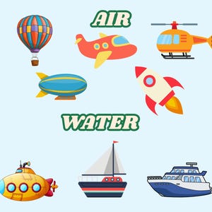 Printable Sorting Activities, Air Land Water Sorting, Transportation ...