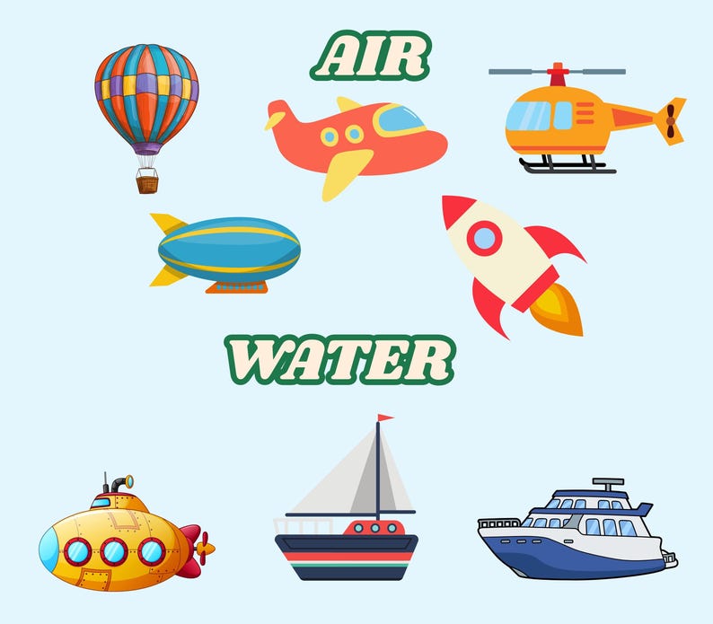 Printable Sorting Activities, Air Land Water Sorting, Transportation ...