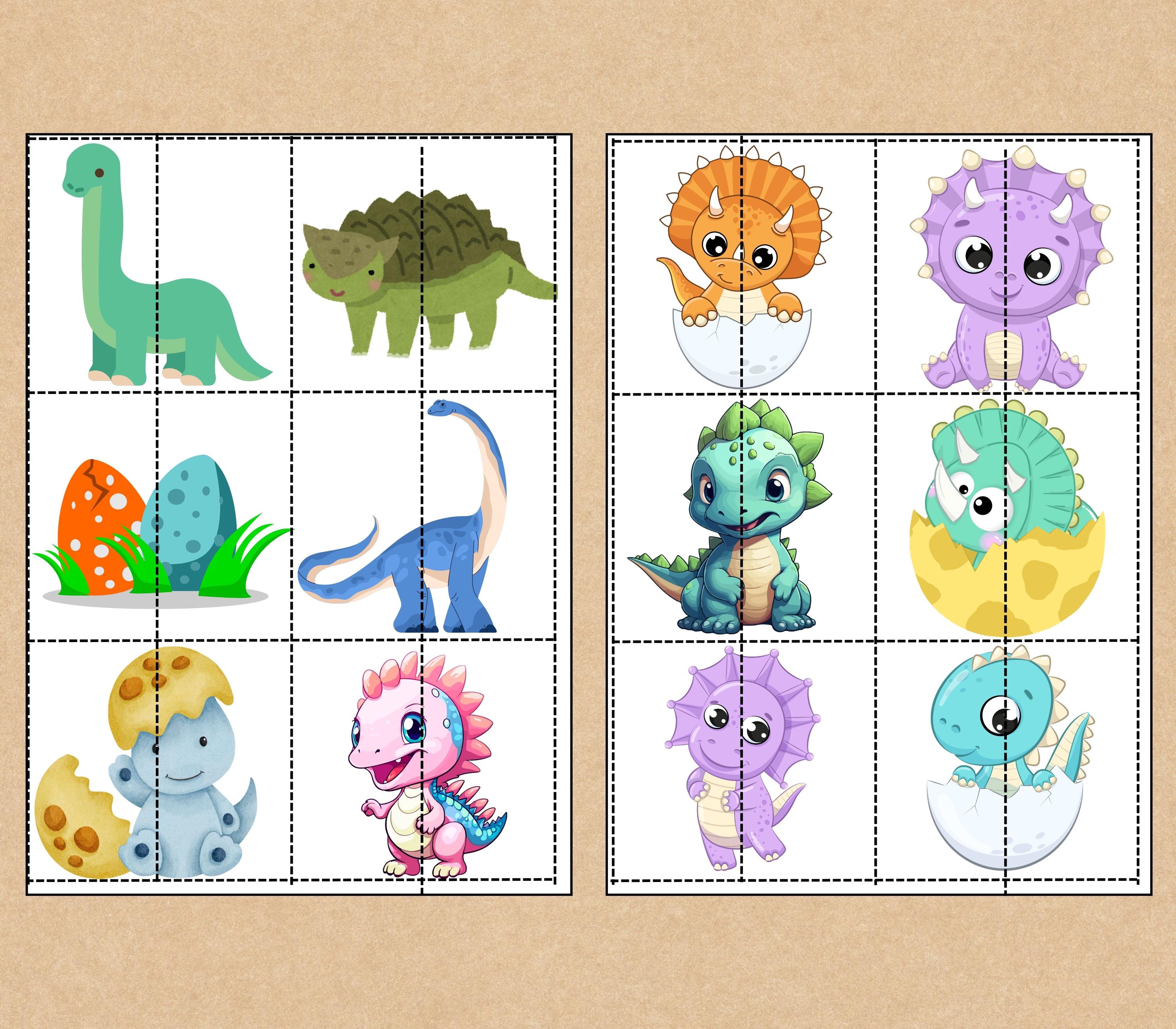 Dinosaur Flashcard,halves Matching,dinosaur Montessori,dinosaur ...
