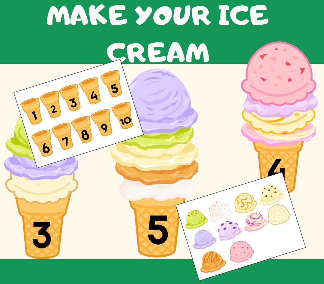 Ice Cream Counting Game Number Matching Toddler Busy Book Printable ...