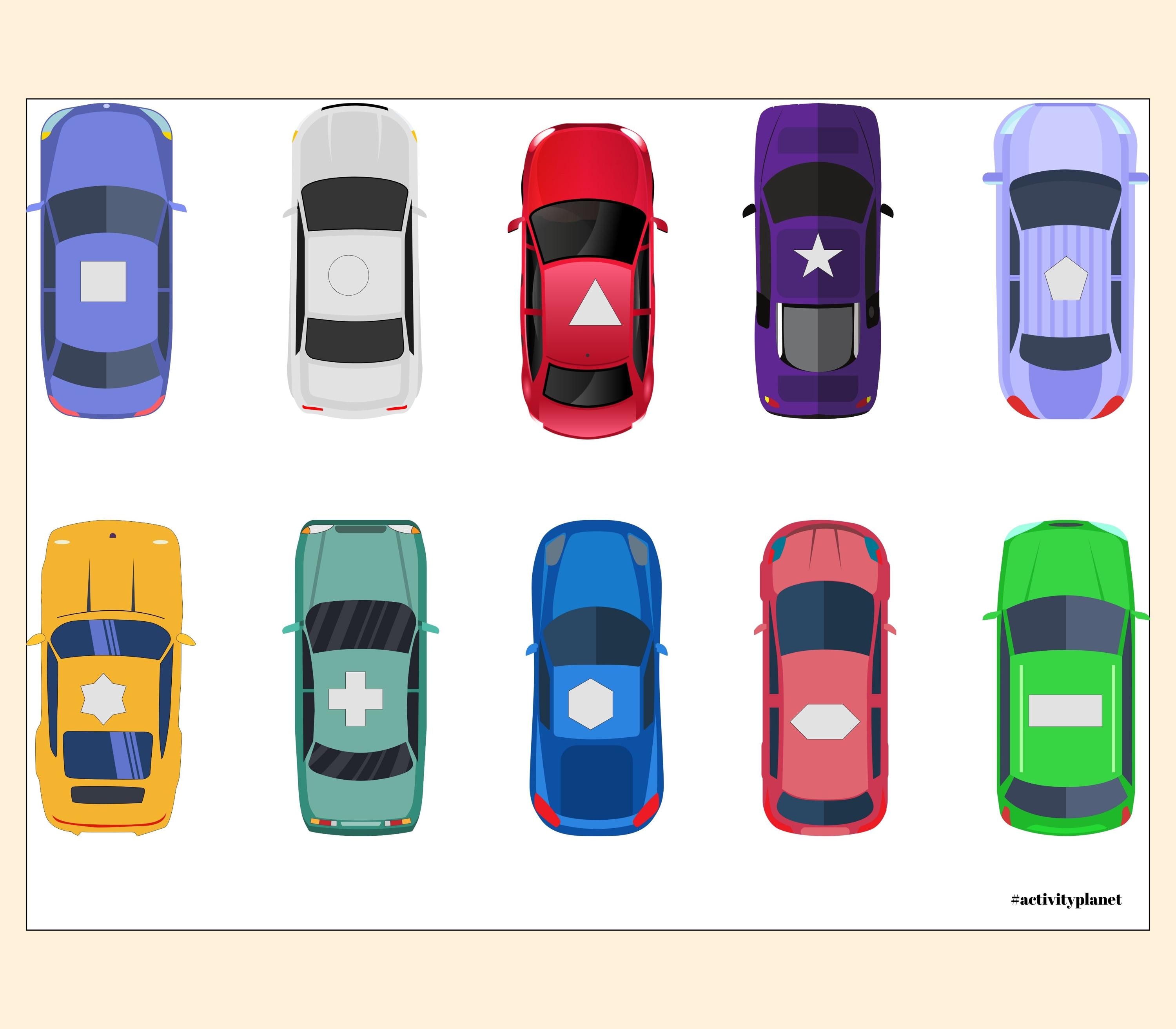 Shapes Matching , Car Matching Activity, Printable Pdf Page, Toddler ...