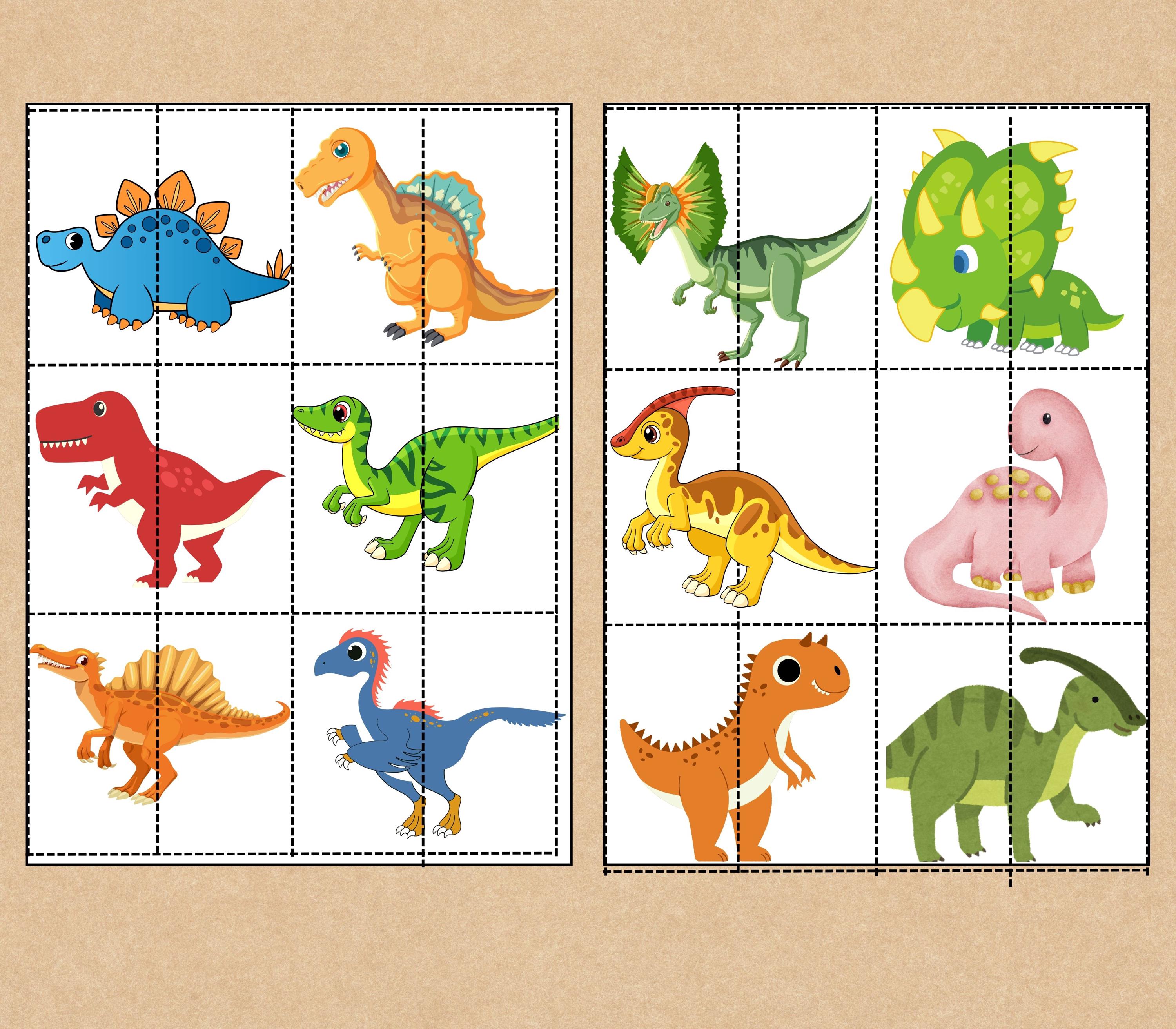 Dinosaur Flashcard,halves Matching,dinosaur Montessori,dinosaur ...