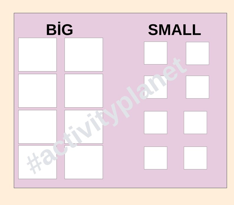 Printable Big Vs. Small, Size Sorting Game, Printable Size Sort ...