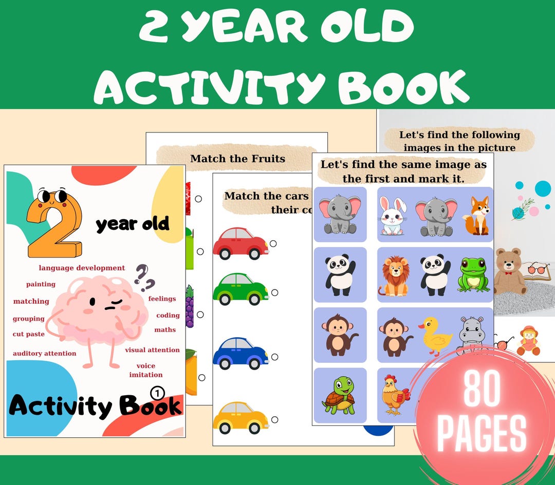 Activity Book, 2 Year Old, Toddler Learning Binder, Preschool ...