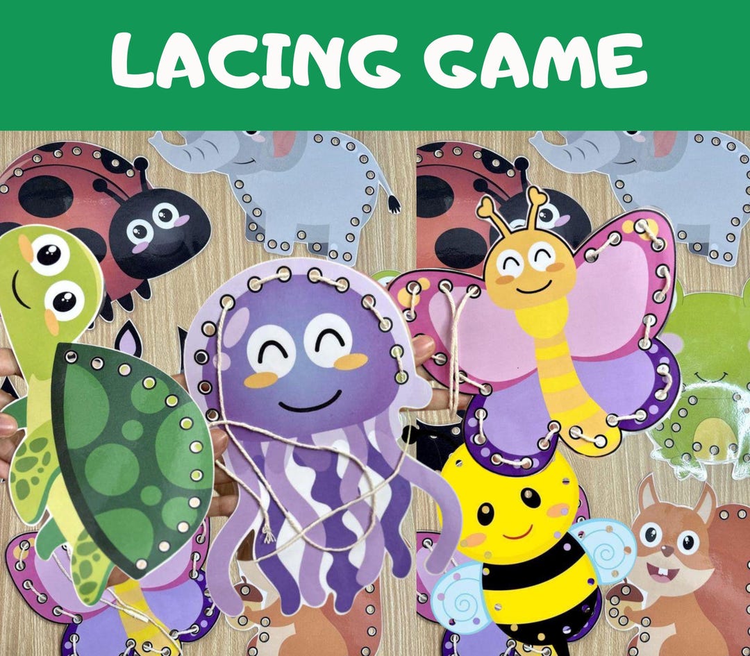 Animals Printable Lacing Cards, Toddler, Preschool Activity, Fine Motor ...