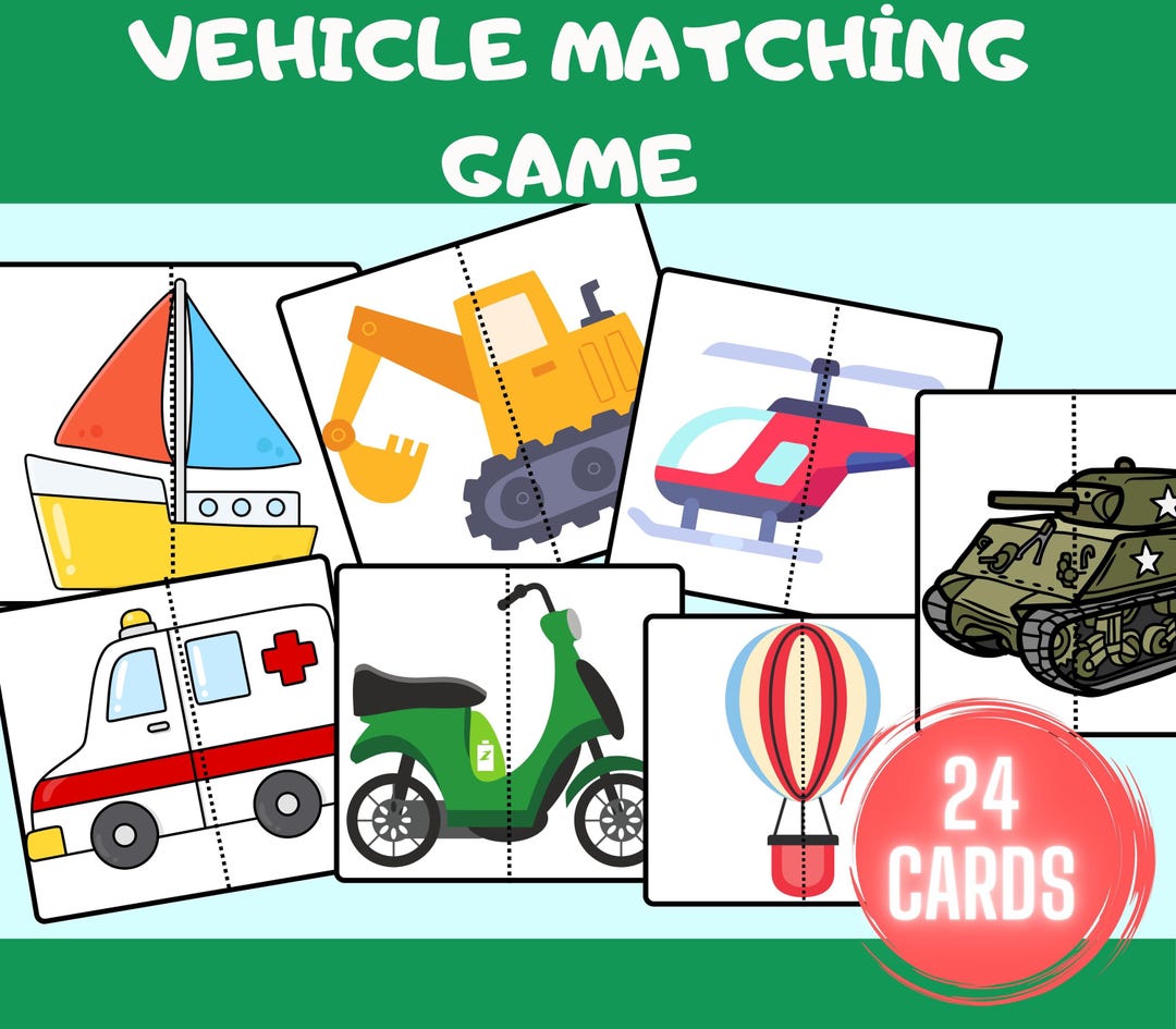 Vehicle Matching- Task Box Activity Set- for Toddlers, Preschool ...