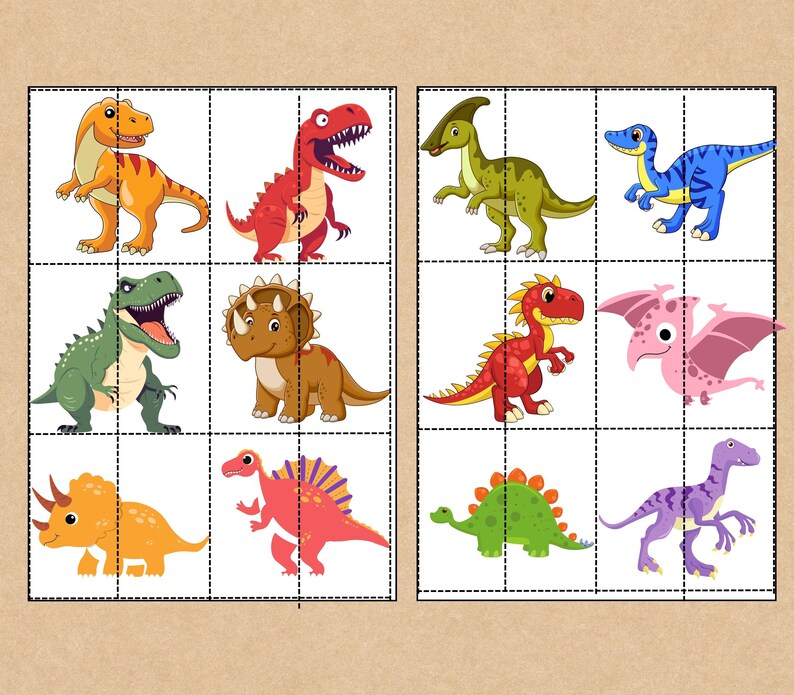 Dinosaur Flashcard,halves Matching,dinosaur Montessori,dinosaur ...