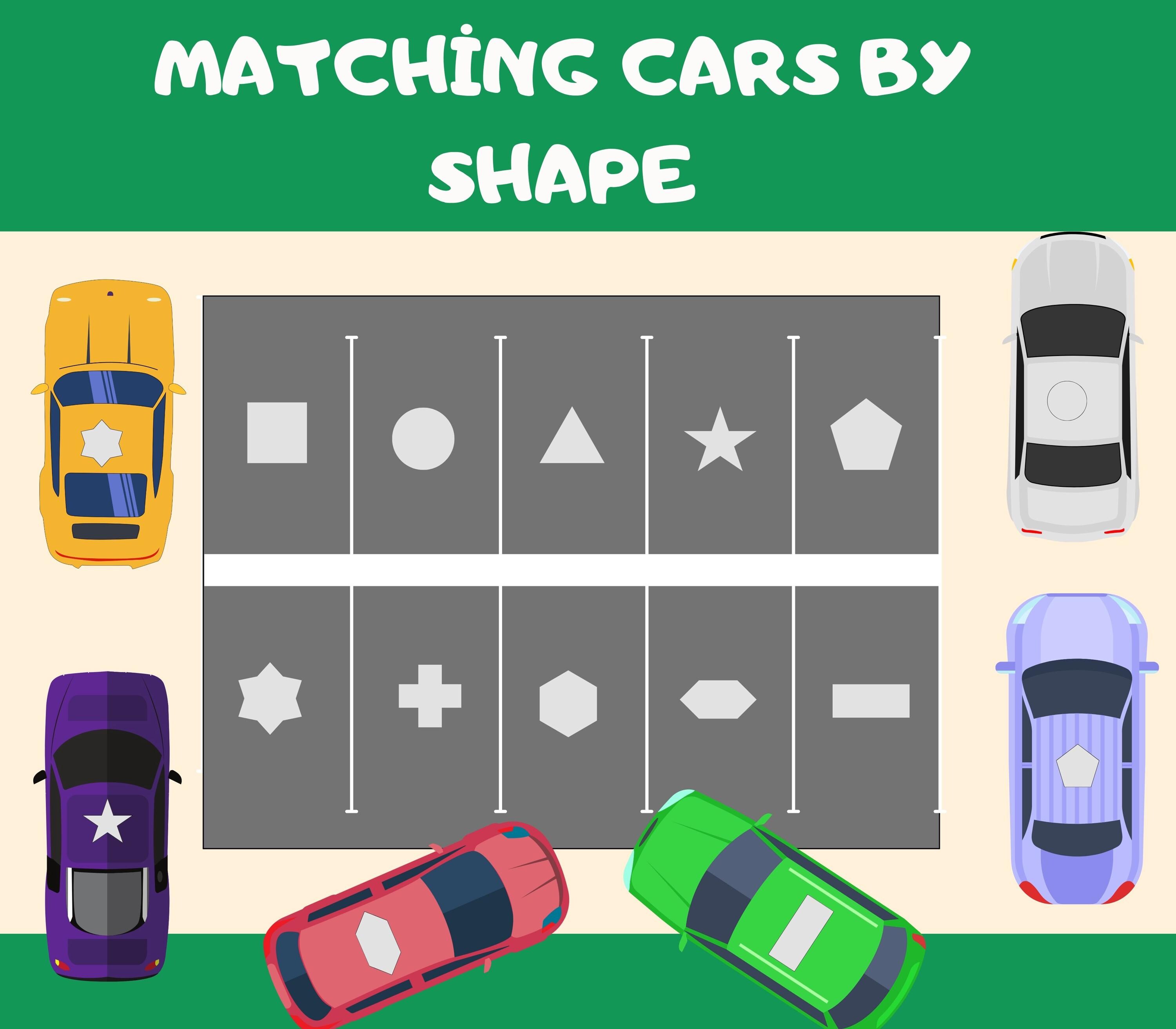Shapes Matching , Car Matching Activity, Printable Pdf Page, Toddler ...