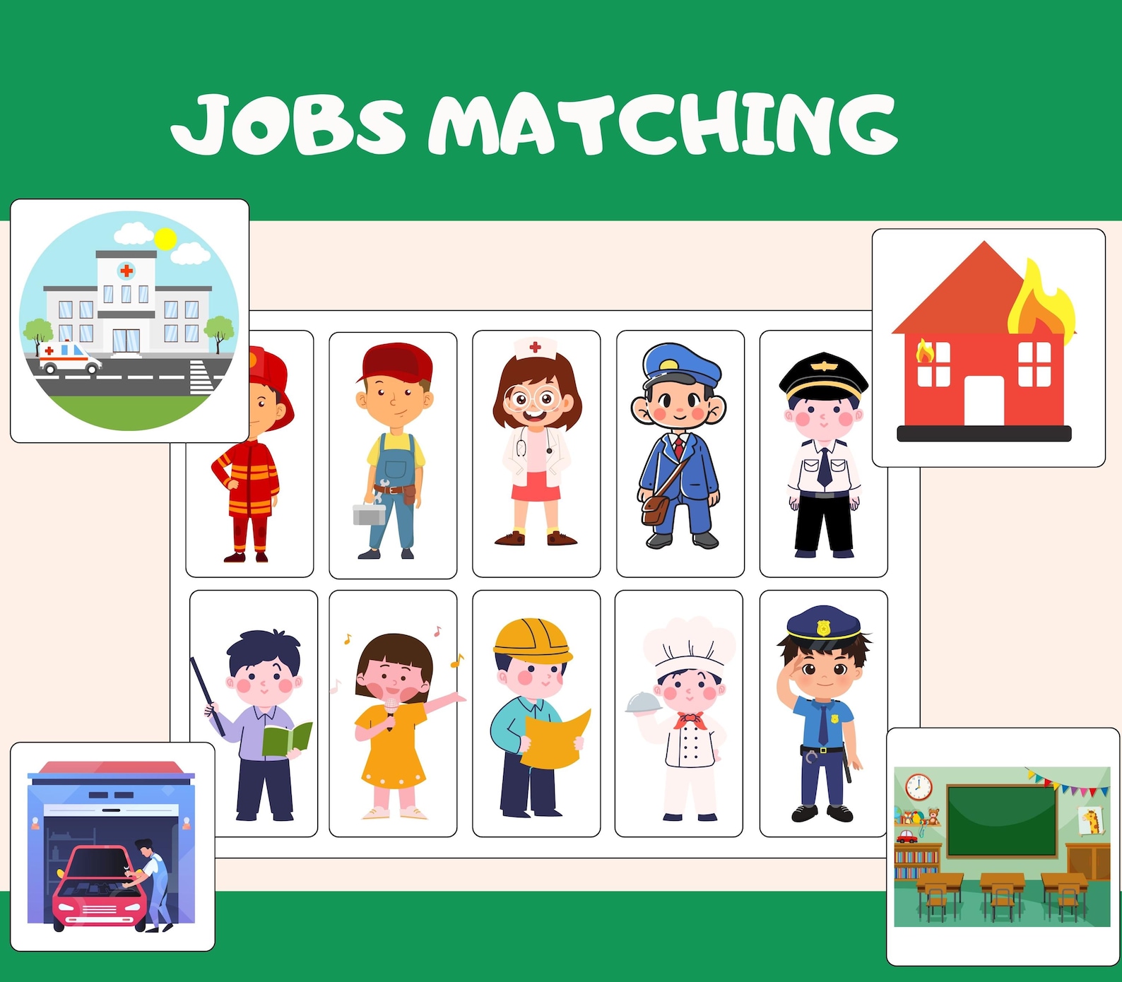 Community Helpers Preschool Sorting Mats. Professions Printable ...