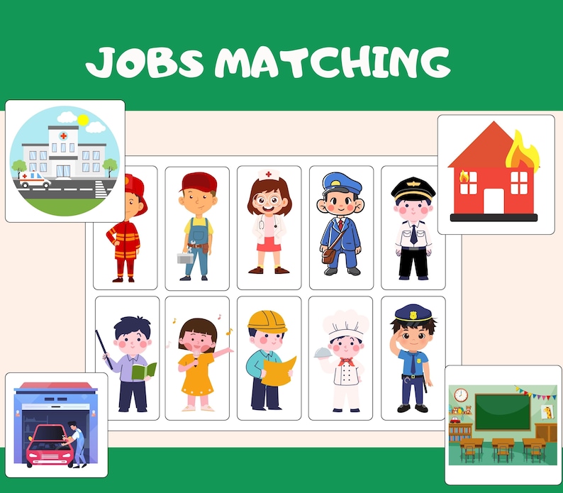 Community Helpers Preschool Sorting Mats. Professions Printable ...