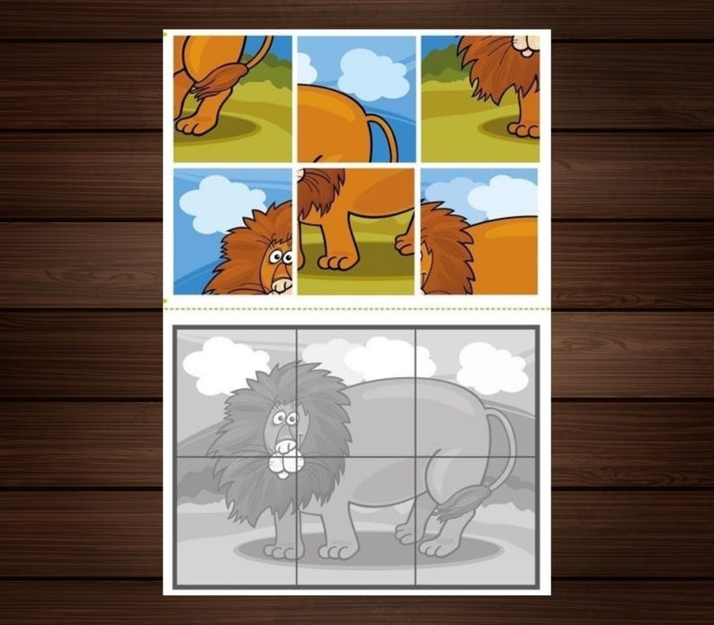 Animals Matching Game for Kids, Symmetry Puzzle, Animals Puzzle, Cut ...
