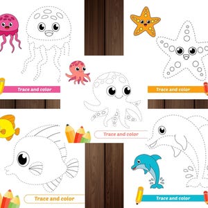 Animals, Trace and Color Worksheets, Coloring Pages, Tracing Practice ...