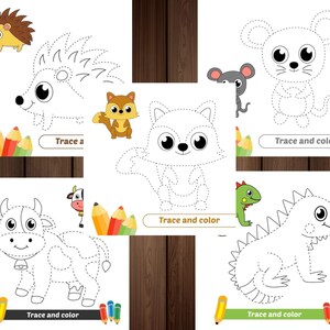 Animals, Trace and Color Worksheets, Coloring Pages, Tracing Practice ...