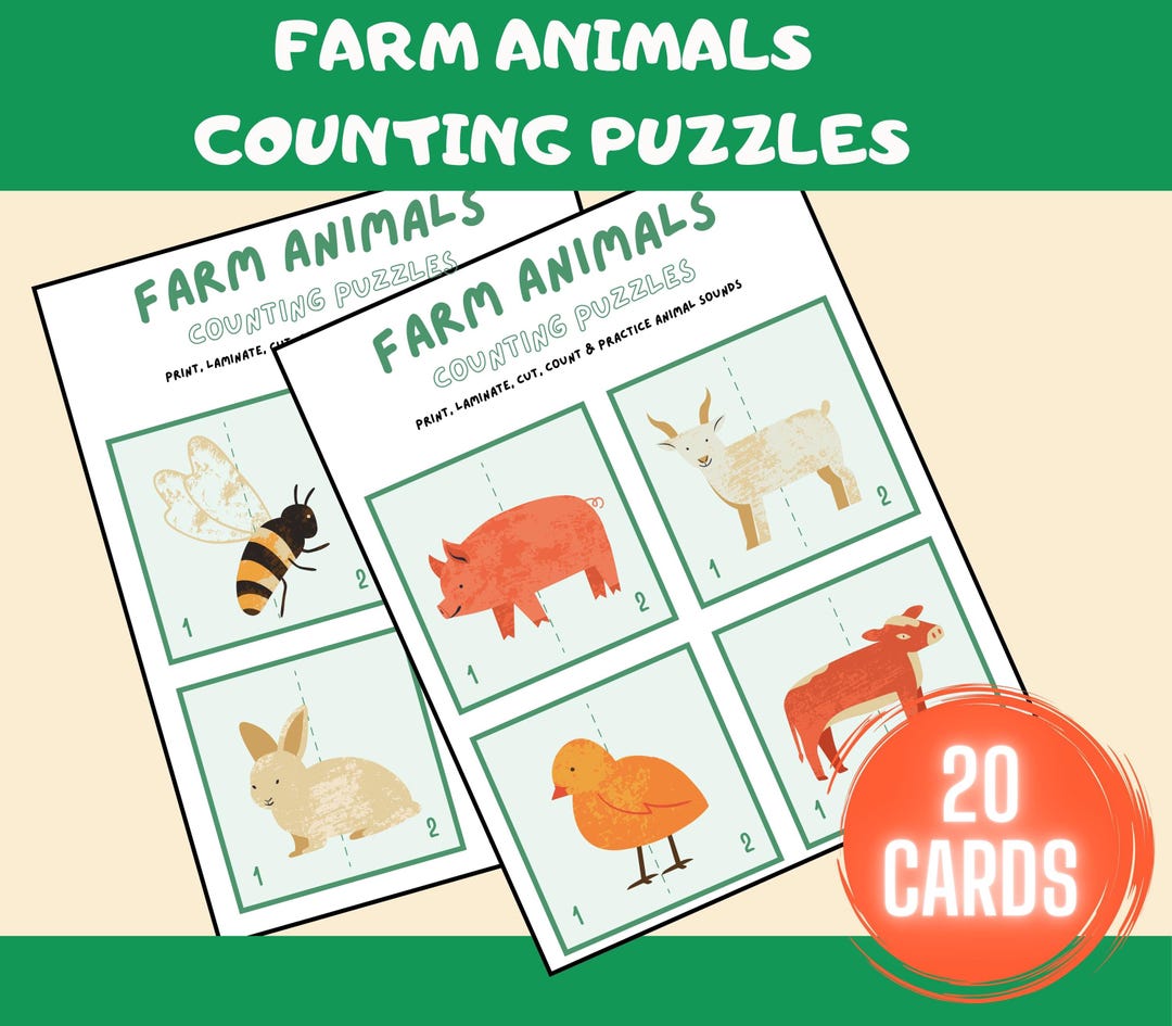 20 Farm Animals Matching Cards,montessori Homeschool Resource ...