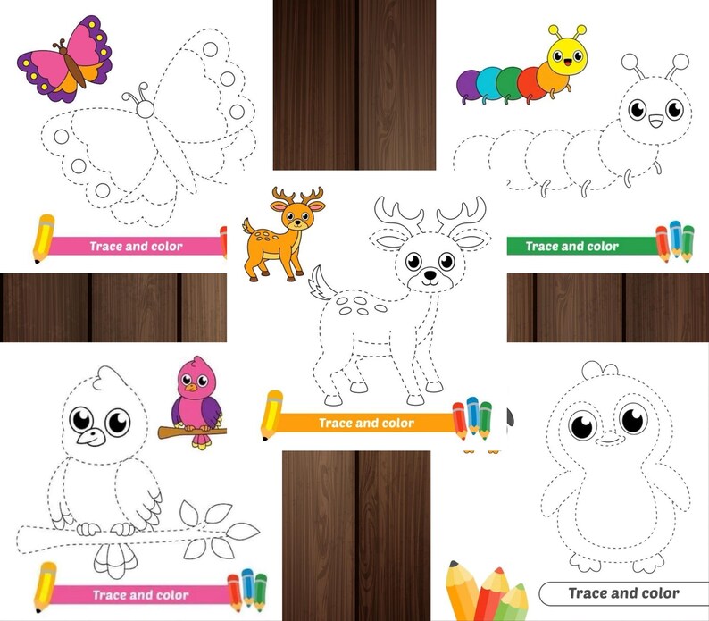 Animals, Trace and Color Worksheets, Coloring Pages, Tracing Practice ...