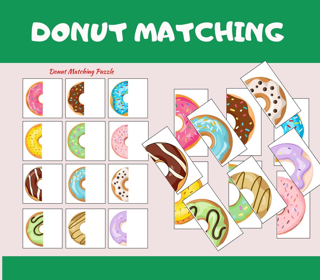 Donut Match Game - Instant Download - Donut Game - Donut Party - Donut ...