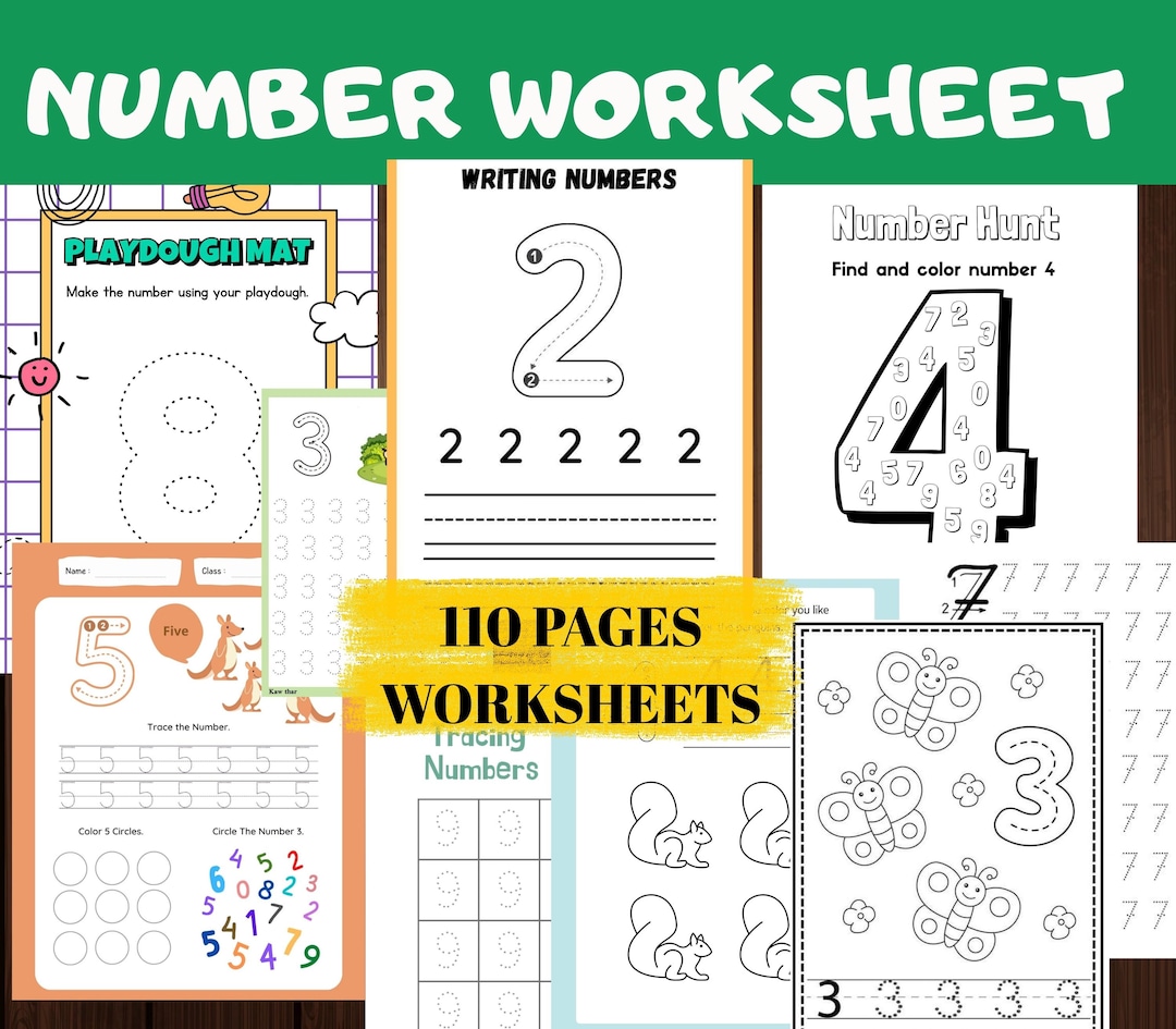 20 Number Tracing Worksheets, Numbers Formation Flashcards, Math Cards ...