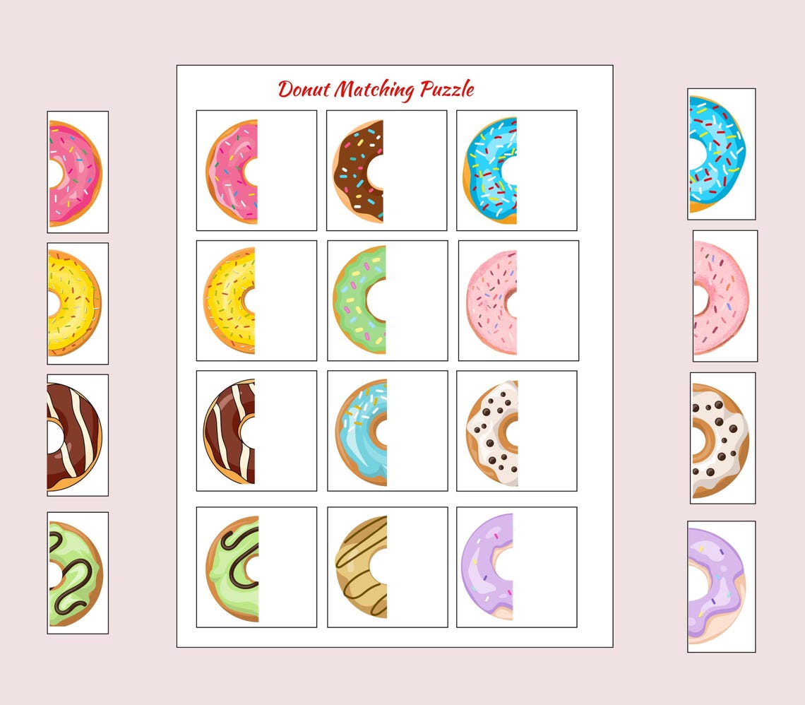 Donut Match Game - Instant Download - Donut Game - Donut Party - Donut ...