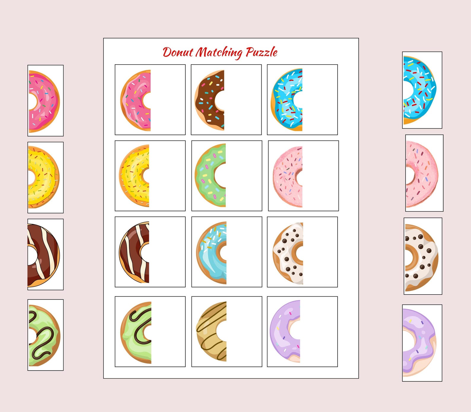 Donut Match Game - Instant Download - Donut Game - Donut Party - Donut ...