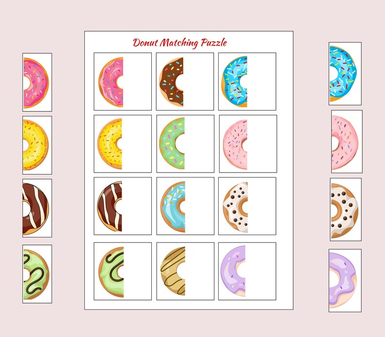Donut Match Game - Instant Download - Donut Game - Donut Party - Donut ...