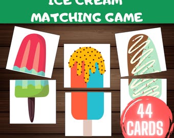 Ice Cream Matching Game for Kids, 20 Ice Cream Puzzles, Matching ...