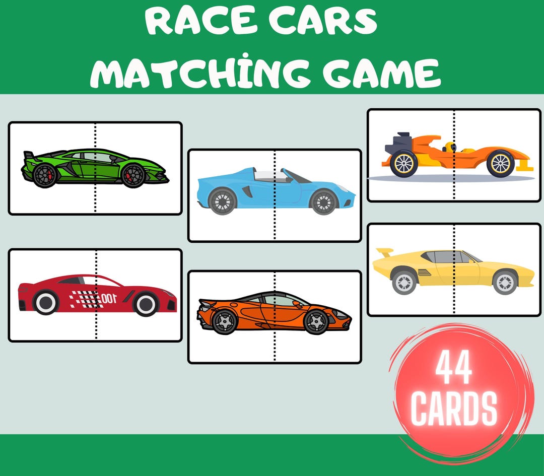 Race Cars Matching Game for Kids, Learning Activity, Cars Games for ...