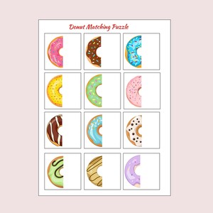 Donut Match Game - Instant Download - Donut Game - Donut Party - Donut ...