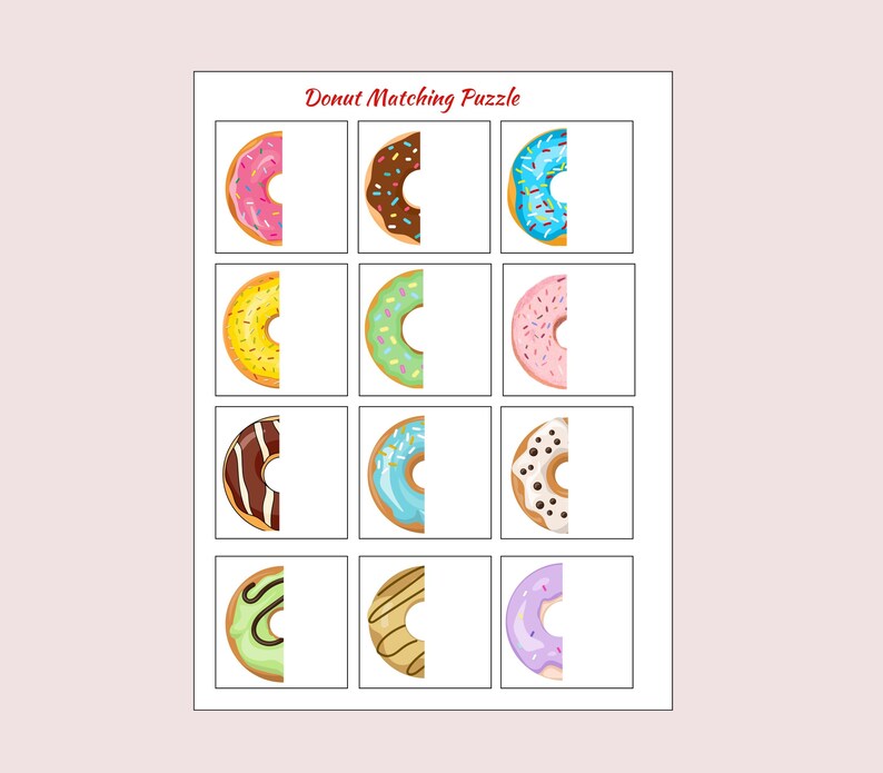 Donut Match Game - Instant Download - Donut Game - Donut Party - Donut ...