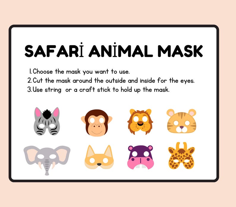 0 Safari Animal Mask Printables, Kid's Safari Masks, Printable Ideas ...